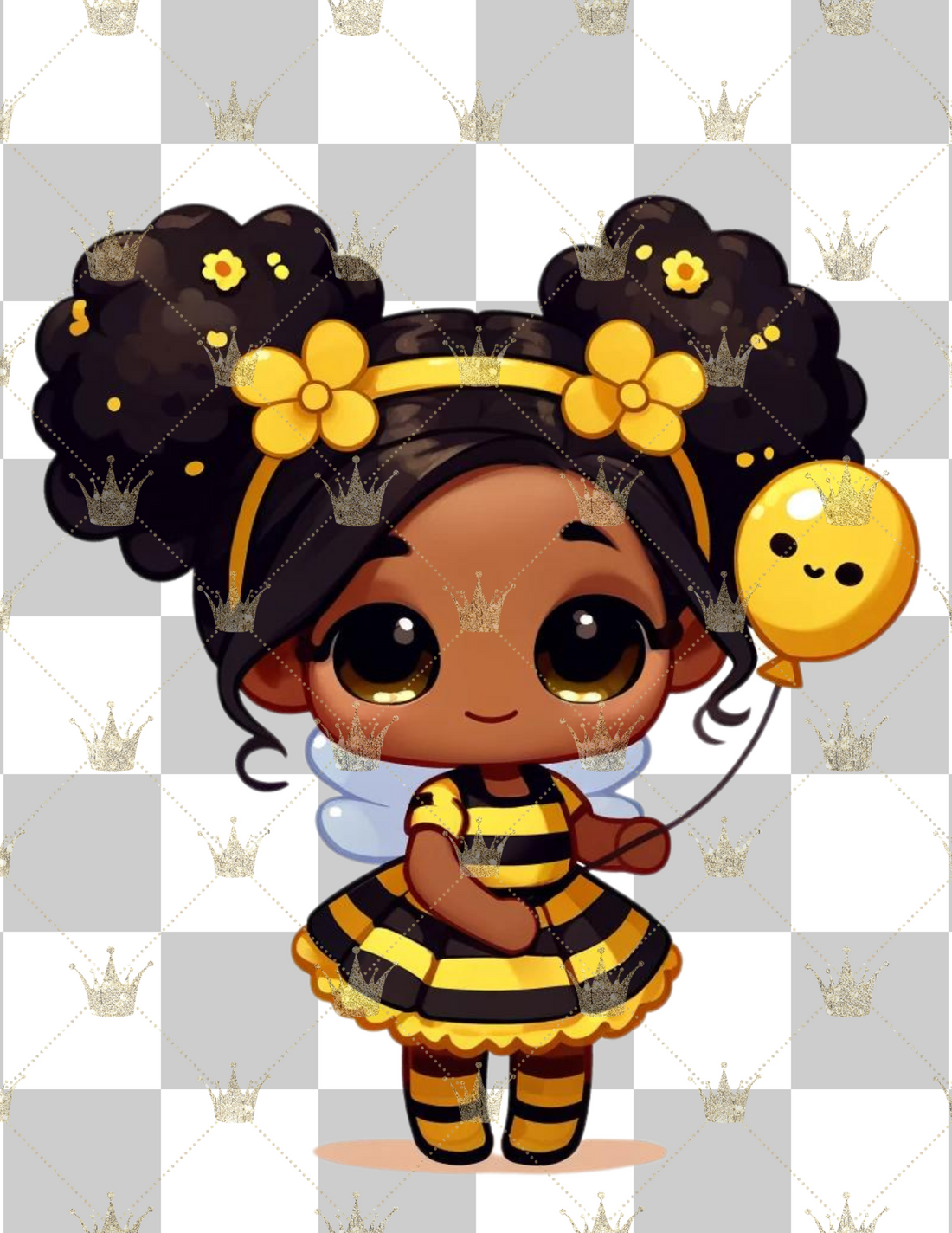 African American Chibi Bee Girl Cartoon PNG Ai art – Poui Designs
