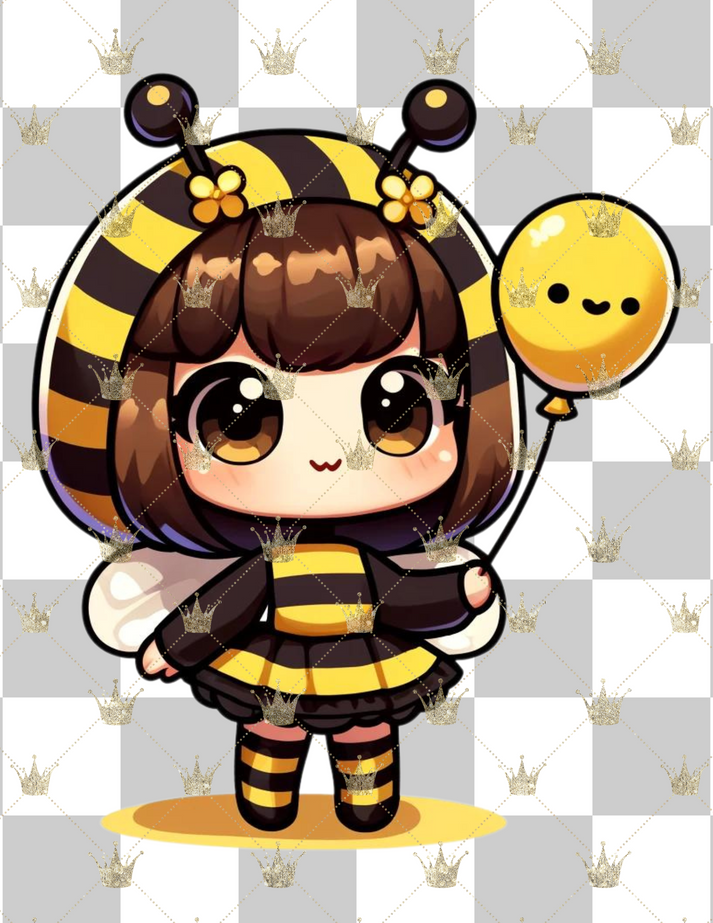 Chibi Bee Girl Cartoon PNG Ai art – Poui Designs