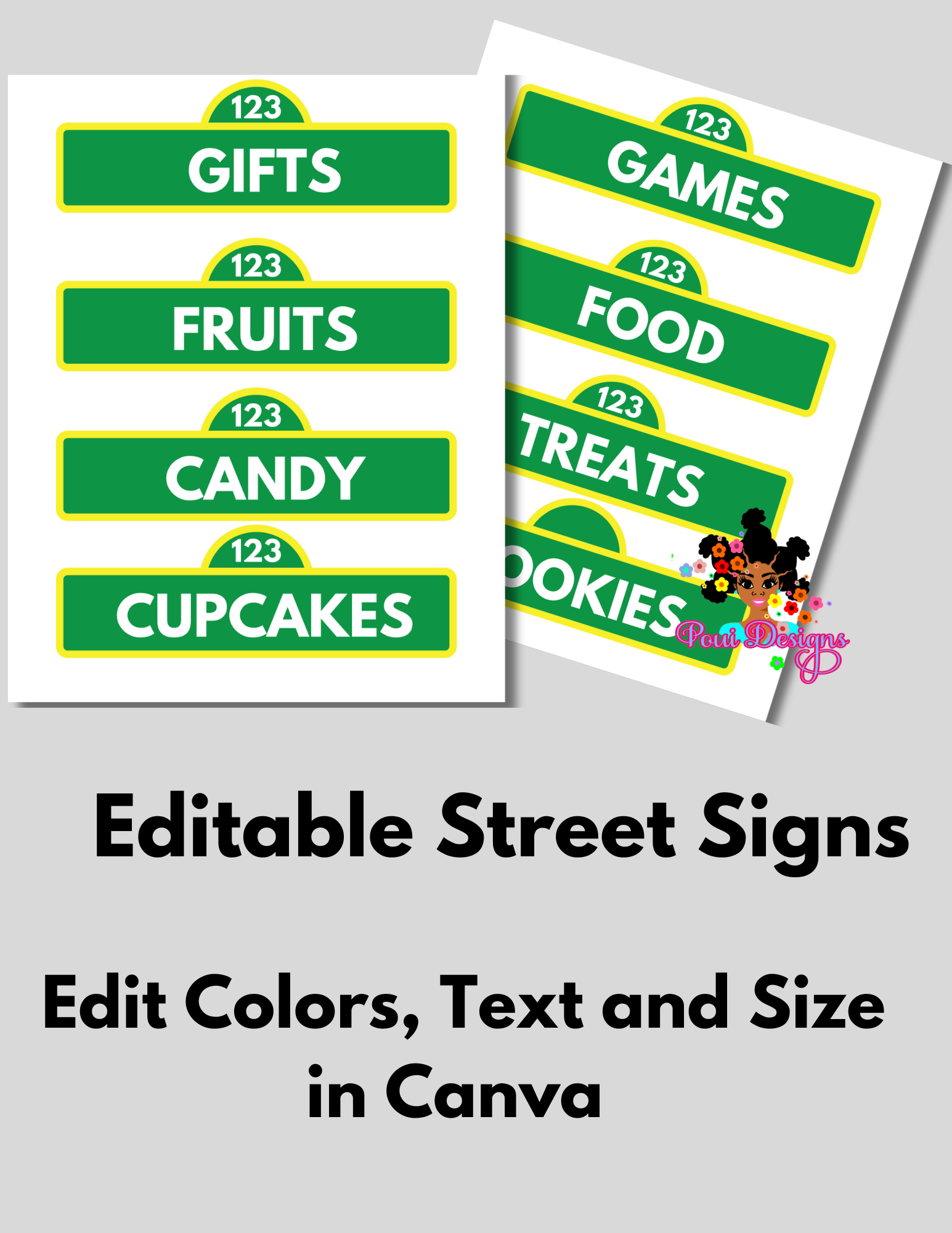 Customizable Street Name Canva Template, 123, Party Favor Template,Cus ...